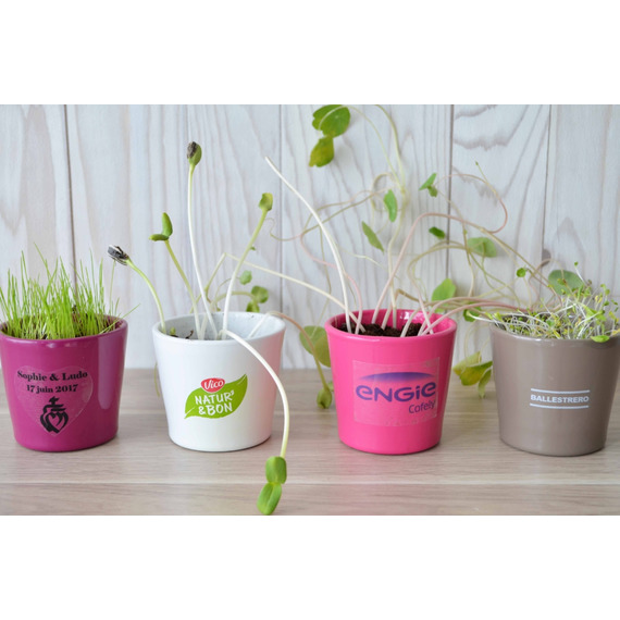 Kit personnalisé de plantation céramique rond 7 cm