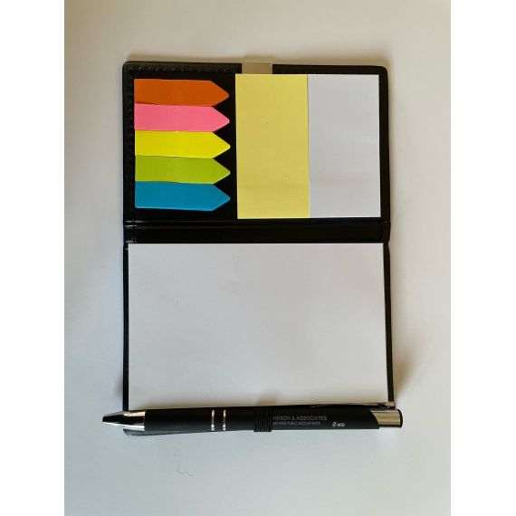 Ensemble bloc-notes marque page post-it stylo personnalisable Goldstar®